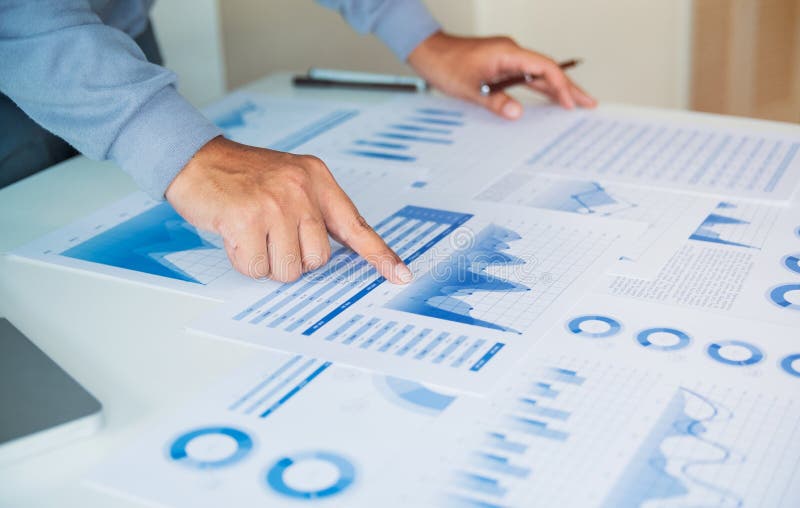 Businessman Working Data Document Graph Chart Report Marketing Research ...