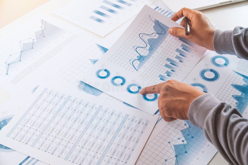 Businessman Working Data Document Graph Chart Report Marketing Research ...