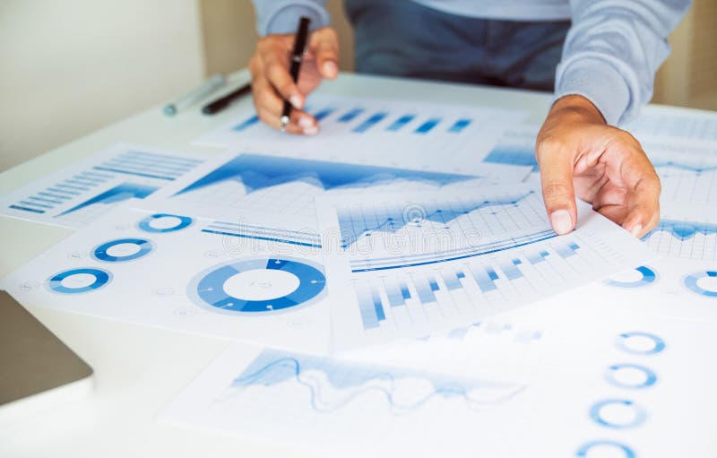 Businessman Working Data Document Graph Chart Report Marketing Research ...