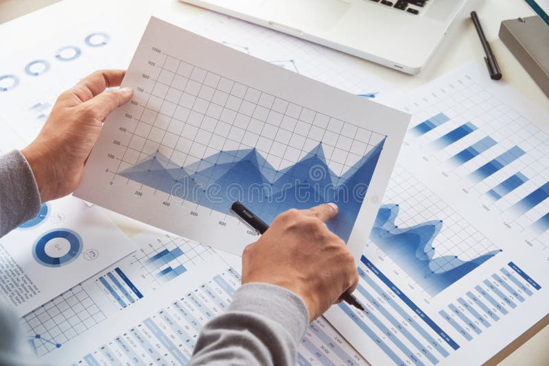 Businessman Working Data Document Graph Chart Report Marketing Research ...
