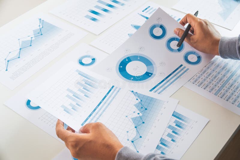 Businessman Working Data Document Graph Chart Report Marketing Research ...