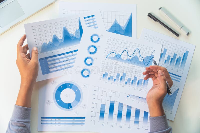 Businessman Working Data Document Graph Chart Report Marketing Research ...