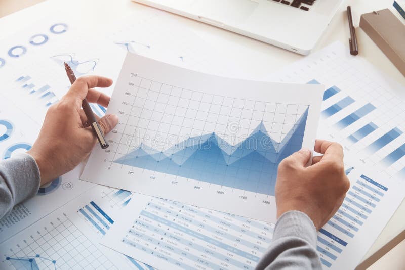Businessman Working Data Document Graph Chart Report Marketing Research ...