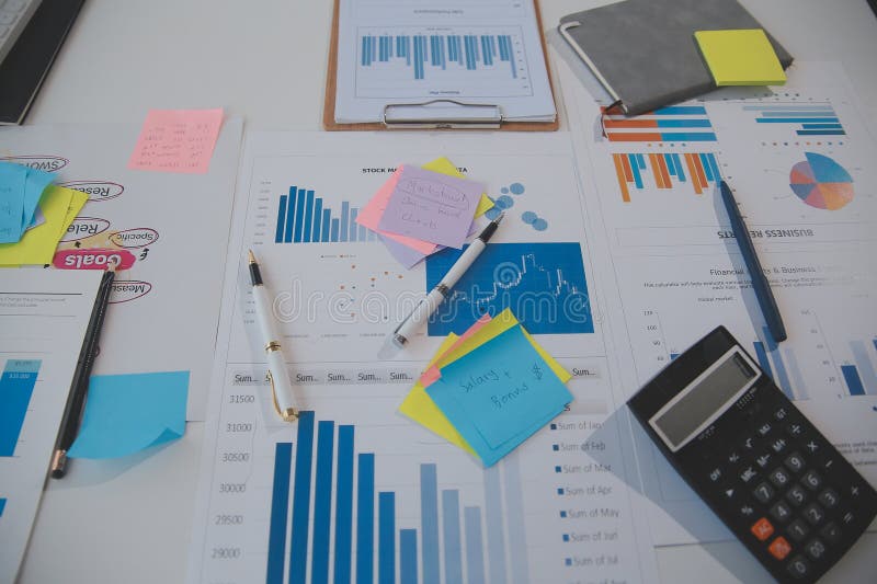 Businessman Working Data Document Graph Chart Report Marketing Research ...