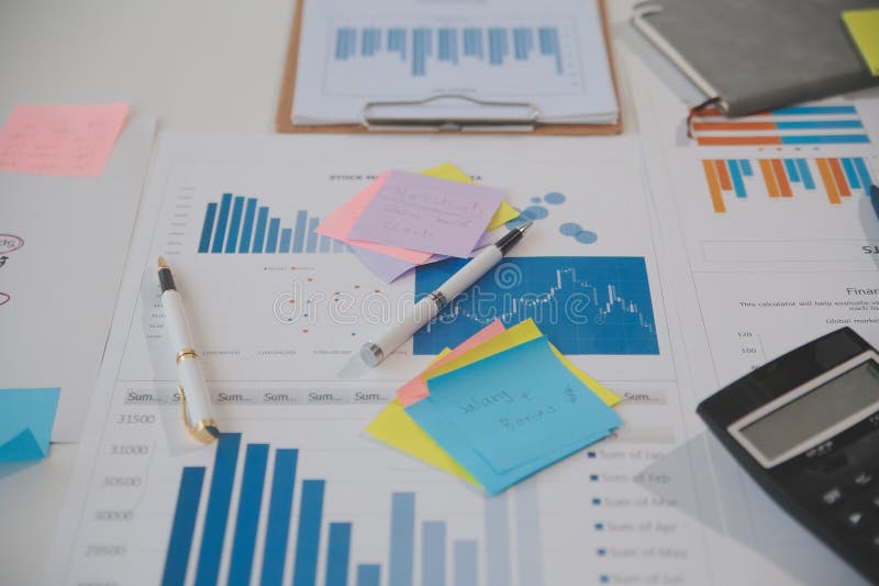 Businessman Working Data Document Graph Chart Report Marketing Research ...