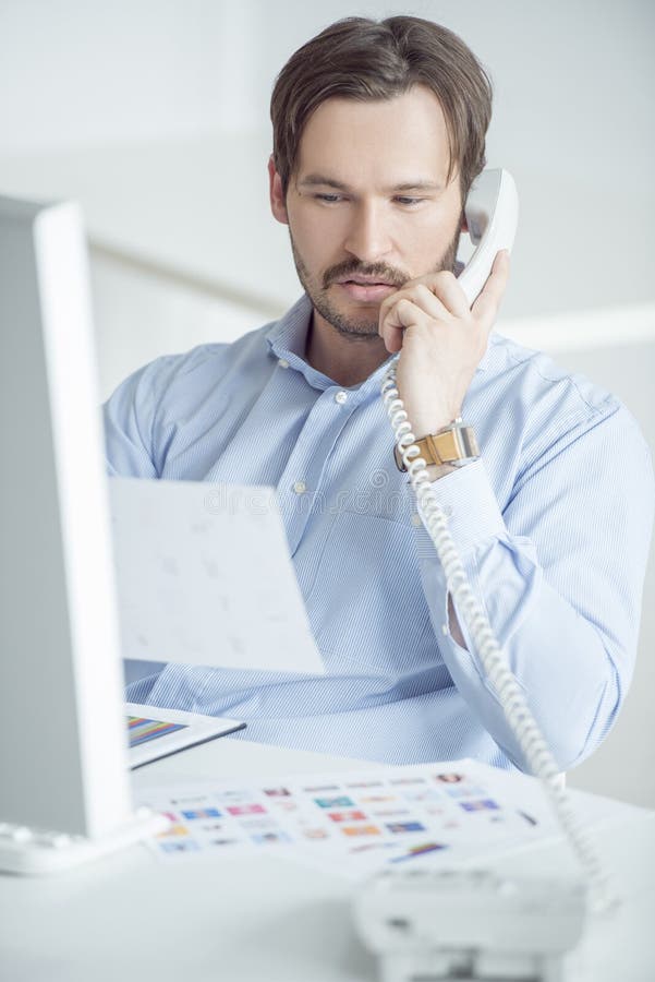 Businessman Working at the Desk Stock Photo - Image of person, worker ...