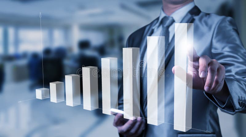 Businessman Working with Digital Chart, Business Improvement Con Stock ...