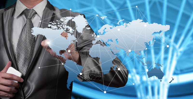 Businessman Working with Digital Object, Business Globalization Stock ...