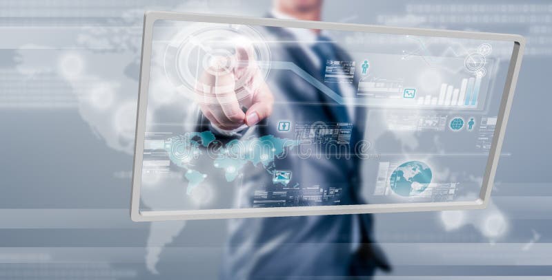 Businessman Working on Digital Screen, New Generation Technology Stock ...