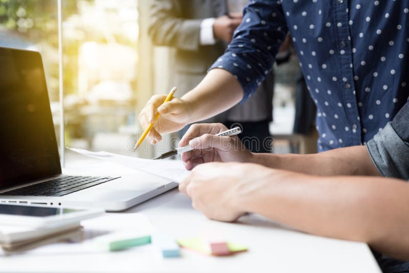 Businessman Working with Document and Computer in Office Workplace ...