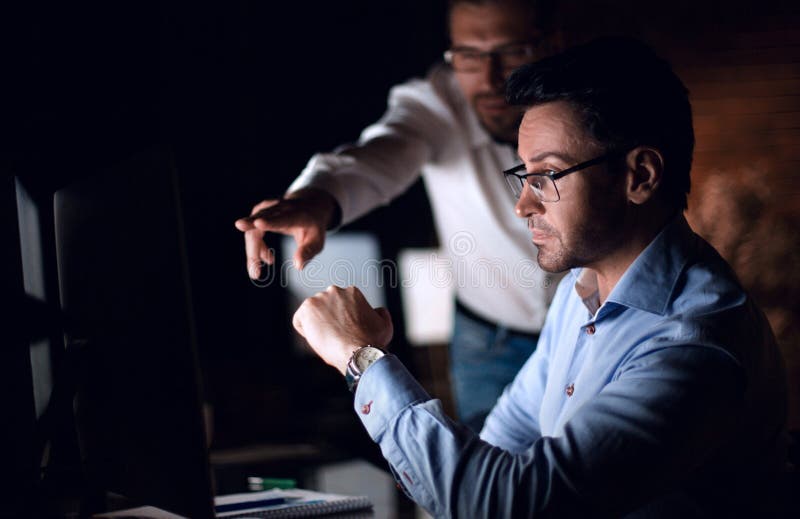 Businessman Working with Documents Dark Office Stock Photo - Image of ...