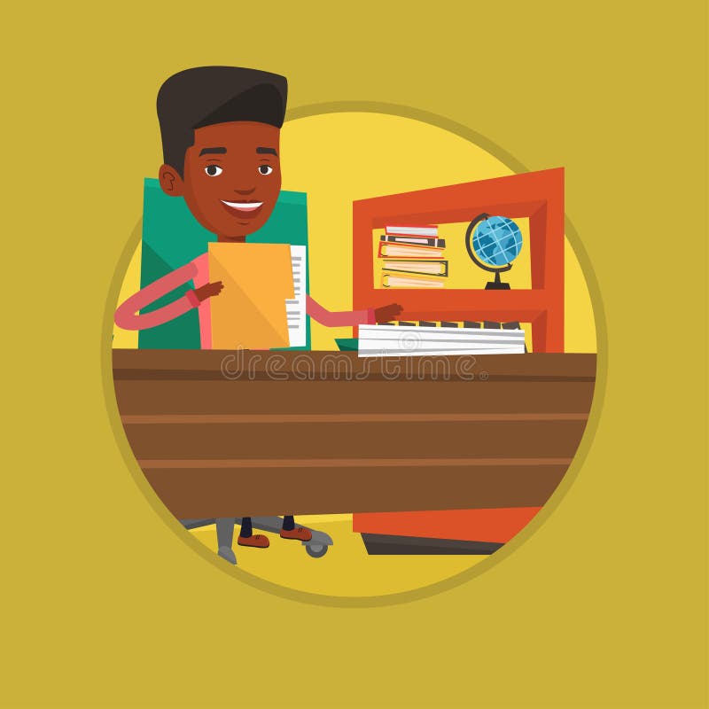 Businessman Working with Documents. Stock Vector - Illustration of ...