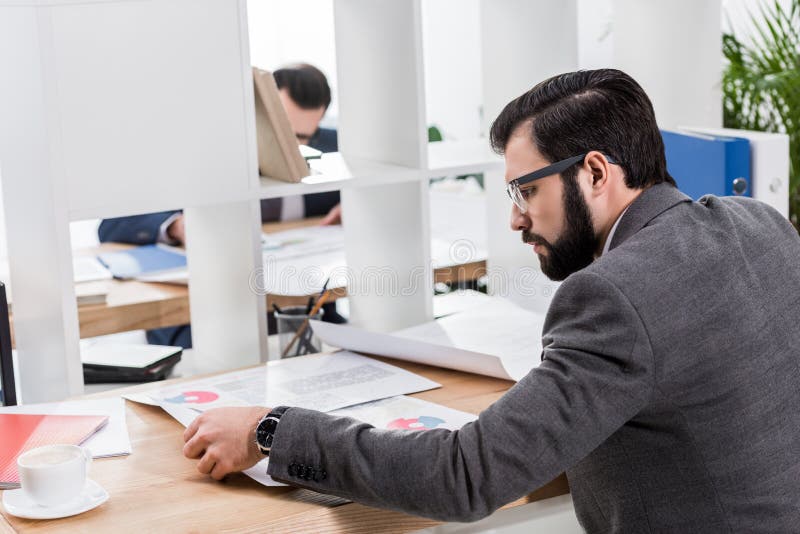 Businessman Working with Documents at Table Stock Image - Image of work ... Businessman Working with Documents at Table Stock Image - Image of work ...