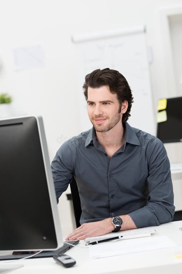 Businessman Working at His Computer Stock Photo - Image of corporate ...