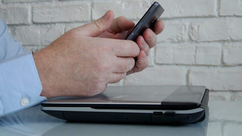 Businessman Working from Home Use Mobile and Internet Connection ...