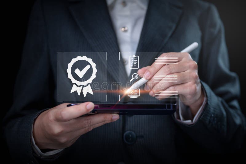 Businessman Working with ISO Certification and Standardization ...