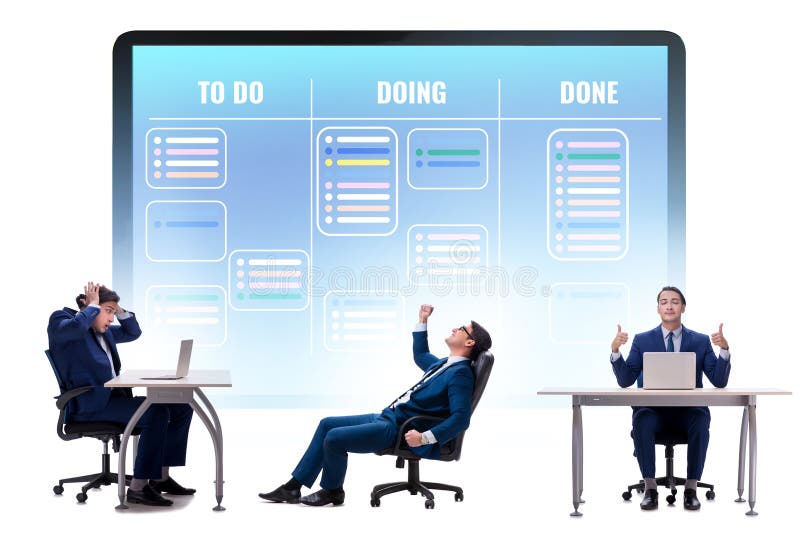 Businessman Working on Kanban Board with Tasks Stock Photo - Image of ...