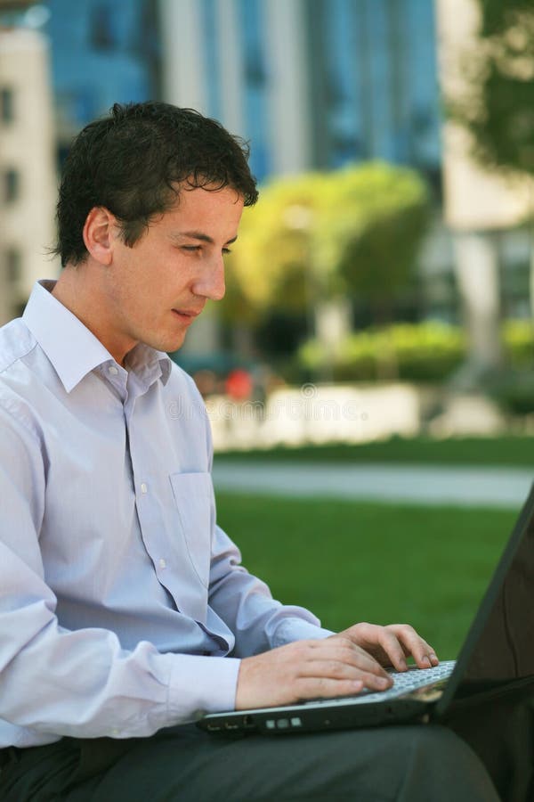 Businessman Working on Laptop Stock Photo - Image of internet, laptop ...