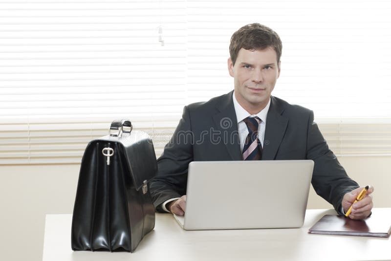 Businessman Working on Laptop Stock Photo - Image of horizontal, person ...