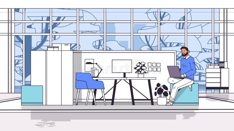 Businessman Working on Laptop Business Man Freelancer Using Notebook ...