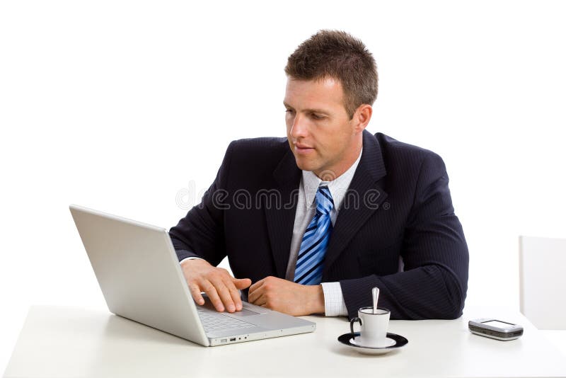 Businessman Working on Laptop Computer Stock Image - Image of employee ...