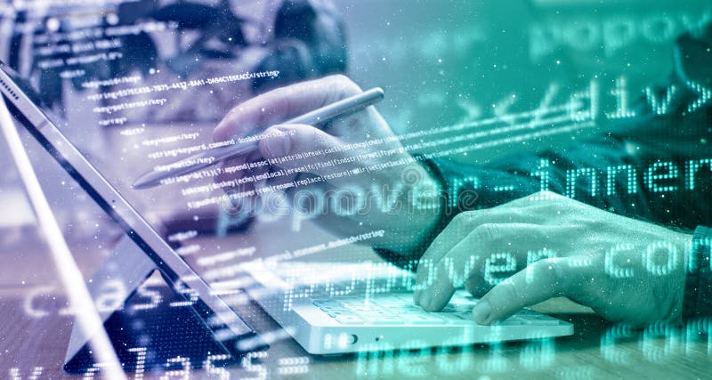 Businessman Working with Laptop Computer on Wooden Desk in Modern ...