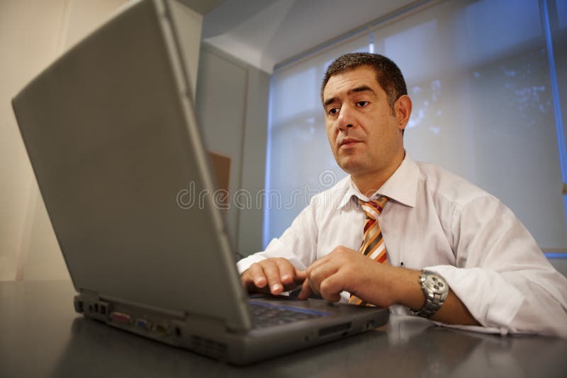 Businessman Working Laptop Office Environment Stock Photo - Image of ...