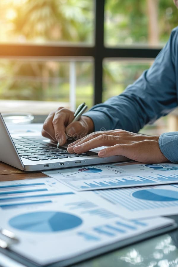 Businessman Working Manually on Graphs and Tables Stock Image - Image ...