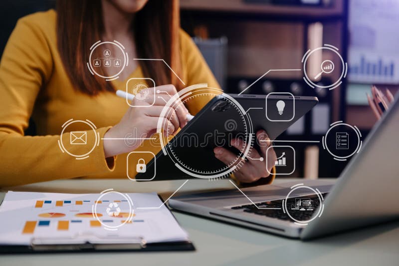 Businessman Working with Mobile Phone and Tablet and Laptop Computer ...