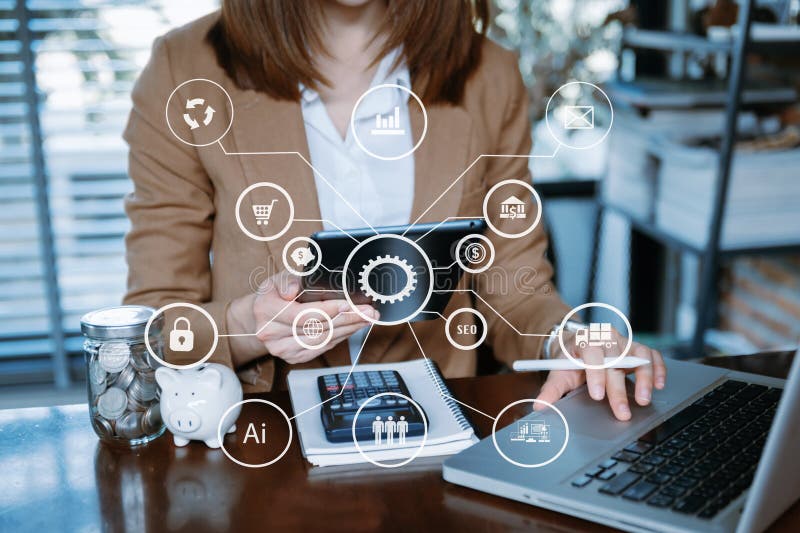 Businessman Working with Mobile Phone and Tablet and Laptop Computer ...