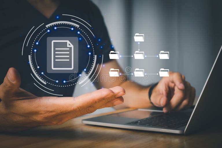 Businessman Working Modern Compter Document Management System DMS ...