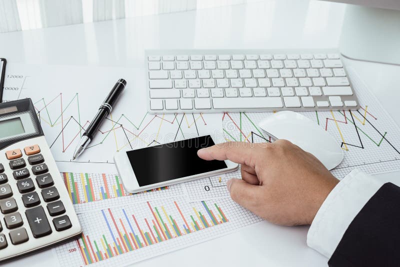 Businessman Working with Modern Devices, Computer and Mobile Phone ...