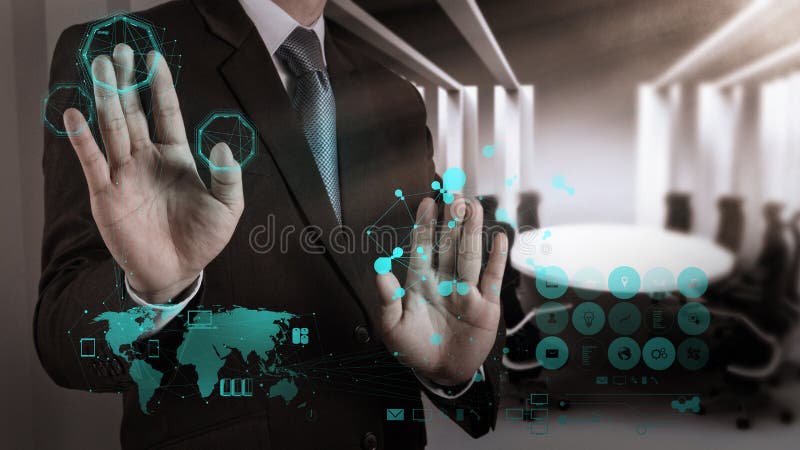 Businessman Working on Modern Technology Stock Image - Image of hitech ...