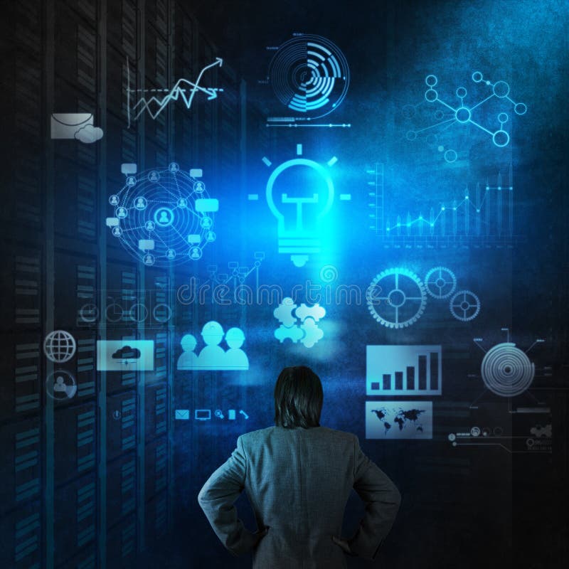 Businessman Working with Modern Technology Stock Illustration ...