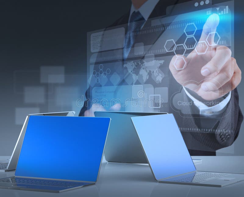 Businessman Working on Modern Technology Stock Image - Image of future ...