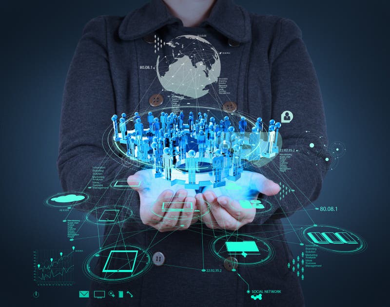 Businessman Working with New Modern Computer Show Social Network Stock ...