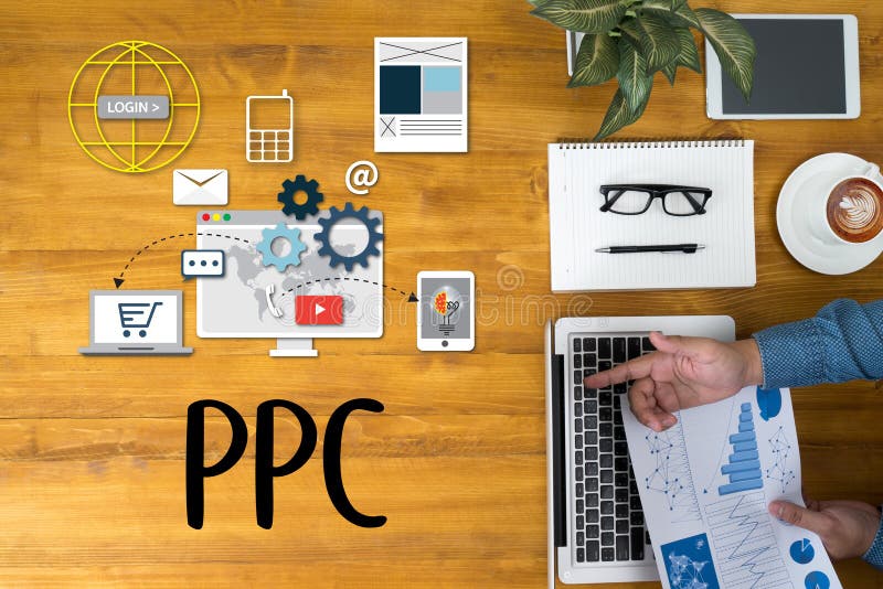 Businessman Working at Office Desk and Using Computer and Object Stock ...