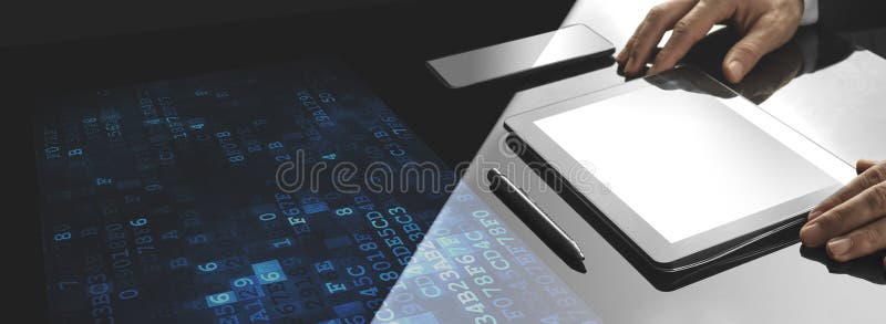 Businessman Working in the Office with Digital Screen Stock Photo ...