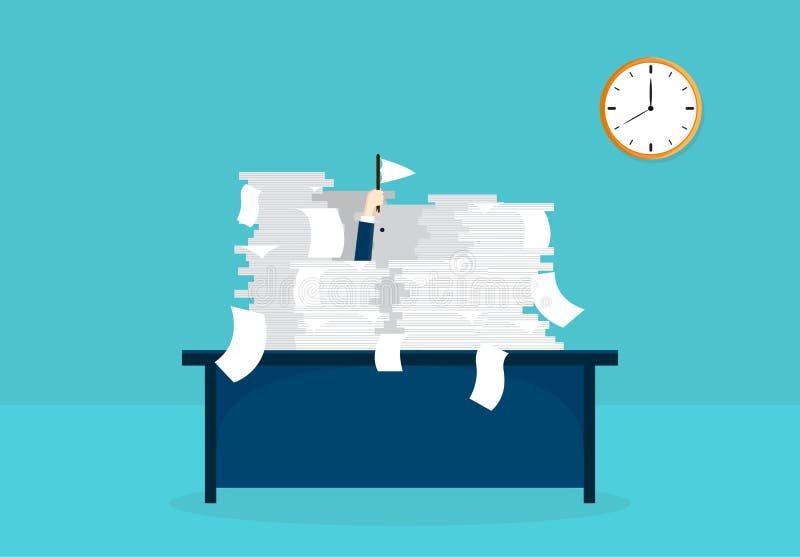 Businessman Working in the Office. a Lot of Paper Work on Table ...