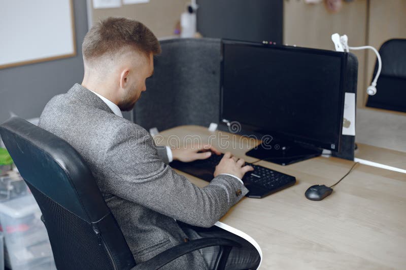 Man Working in the Office on the Computer Stock Photo - Image of ...