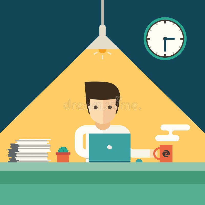 Overworked Businessman Night Stock Illustrations – 265 Overworked ...