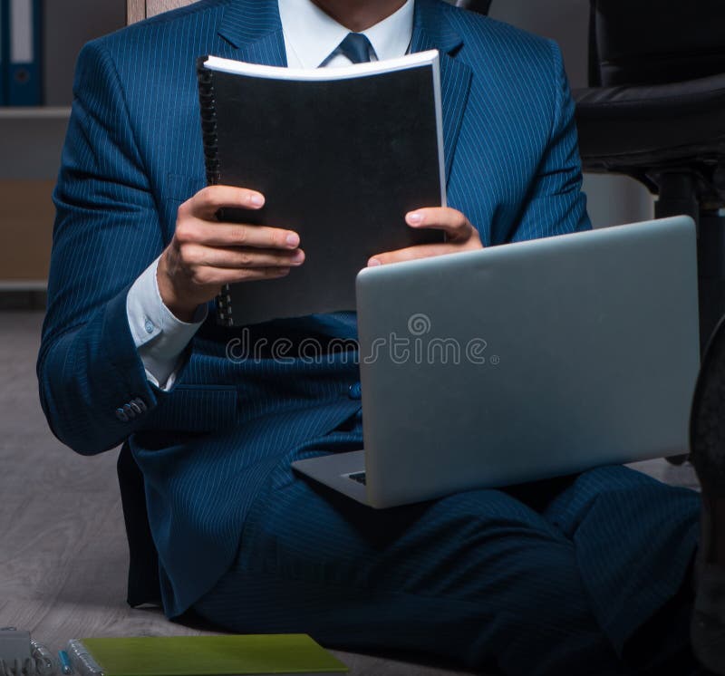 Businessman Working Overtime Long Hours Late in Office Stock Image ...