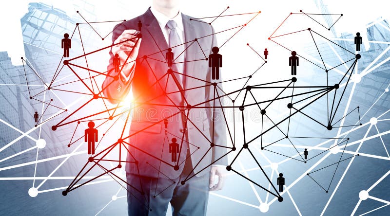 Businessman Working with People Network Interface Stock Image - Image ...