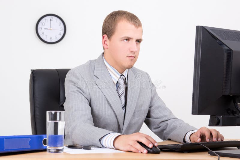 Businessman Working with Personal Computer in Office Stock Photo ...