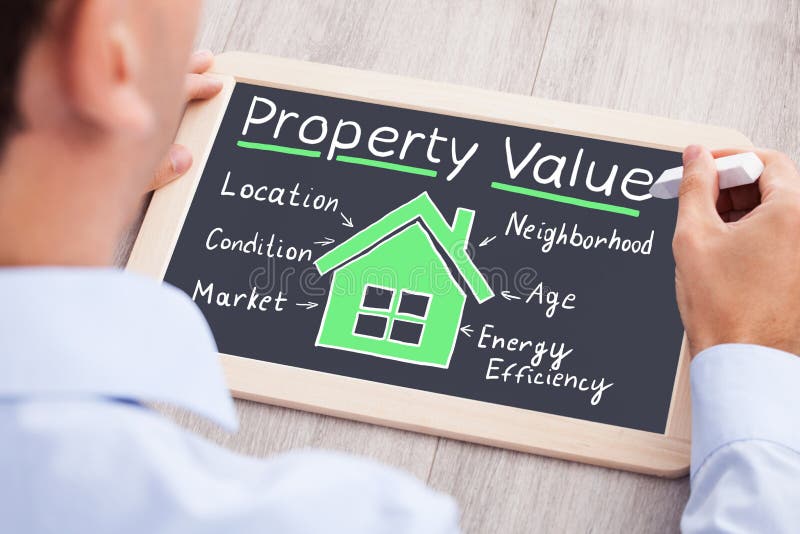 Businessman Working on the Property Value Concept Stock Image - Image ...