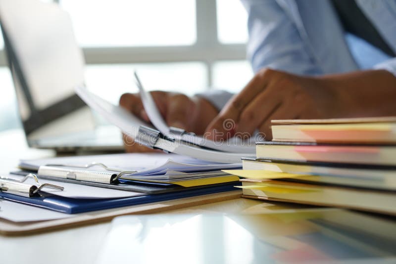 Businessman Working Reading Documents Graph Financial To Job Succes ...