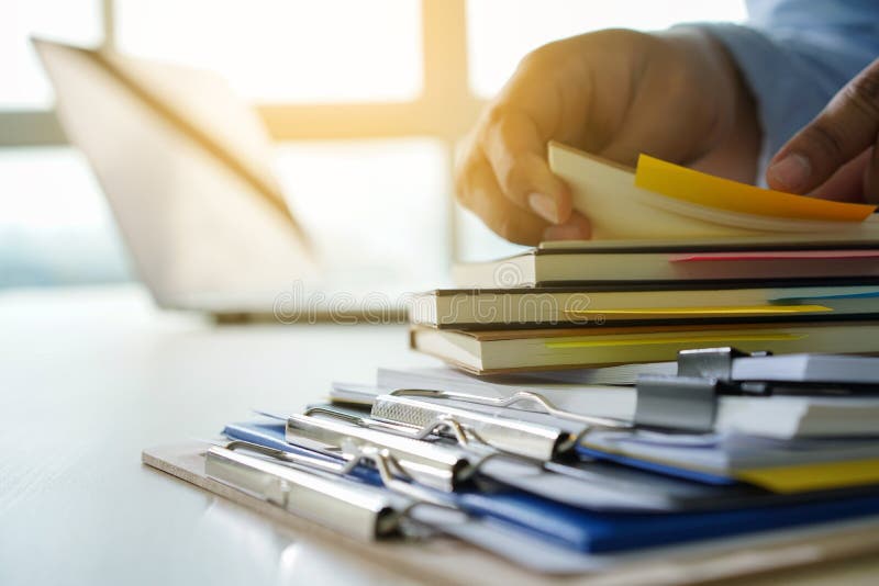 Businessman Working Reading Documents Graph Financial To Job Succes ...