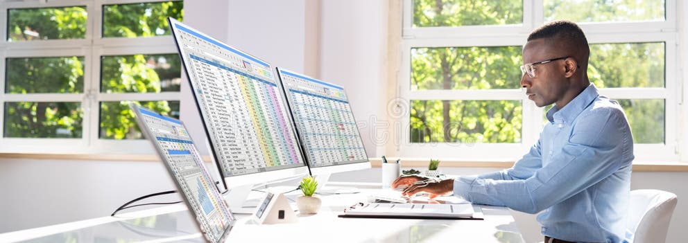 Businessman Working with Spreadsheets Stock Photo - Image of analytics ...