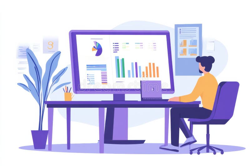 Businessman Working with Statistical Business Charts and Diagrams ...