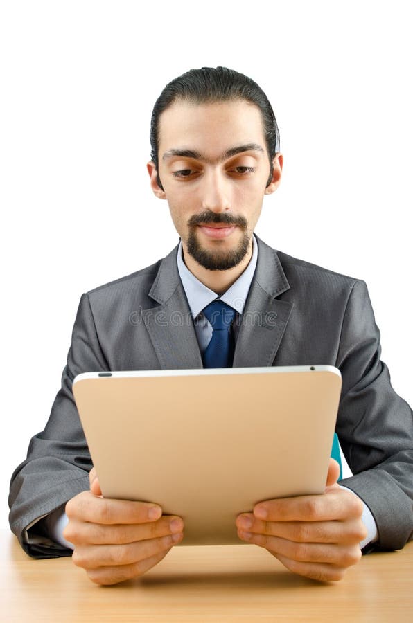 Businessman Working on Tablet Stock Photo - Image of concerned ...